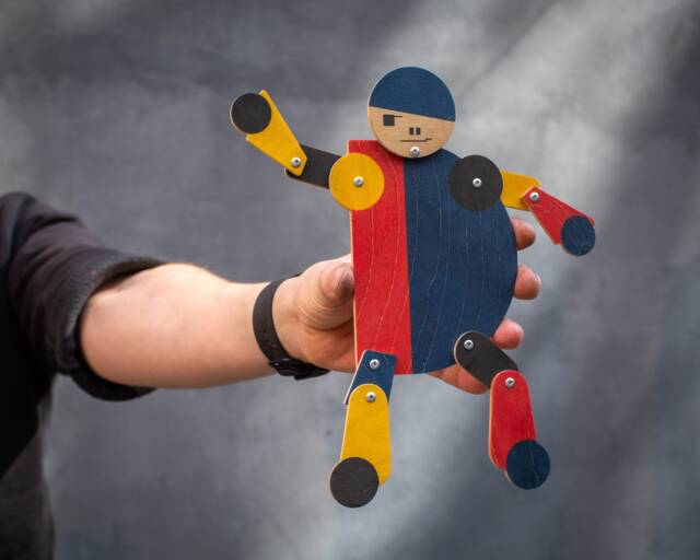 Jumping Jack Puppet - Bauhaus Boy Wooden Marionette Doll Whimsical Wall ...