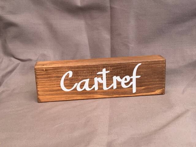 Free Standing Sign Cartref/ Home Shelf Sittier Solid Wood Plaque Welsh ...