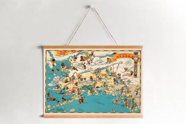 Alaska Map From 1935 Framed Canvas Print- Wall Art Prints- Art- Ready ...