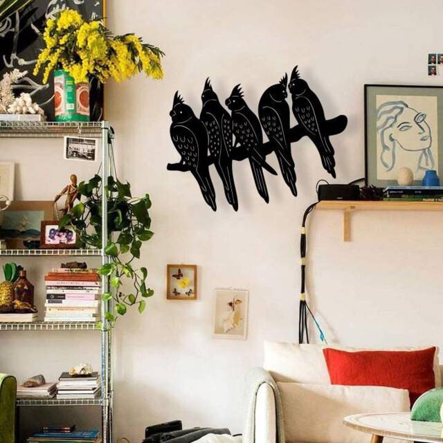 Birds On A Branch Wood Wall Art, Geometric Flock Of Decor Figure, 3D ...