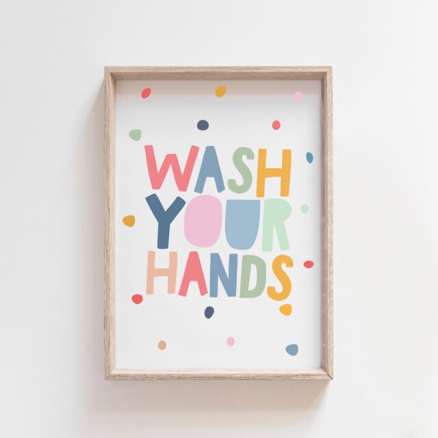 Wash Your Hands Print, Kids Bathroom Prints, Signs, Decor, Girls ...