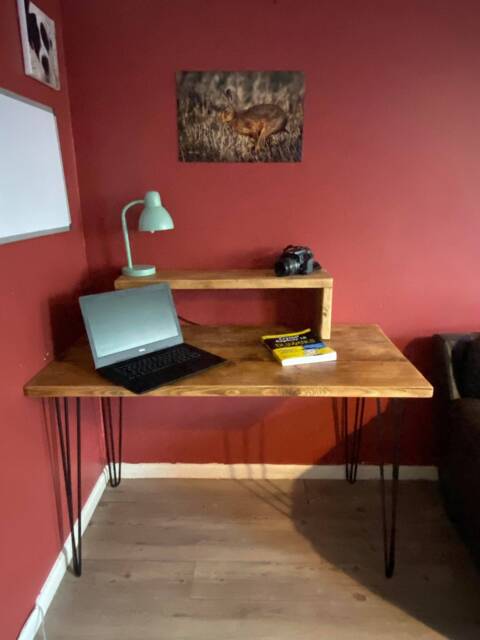 Wooden Desk Hairpin Legs Office, Study Writing Dressing Table Solid ...