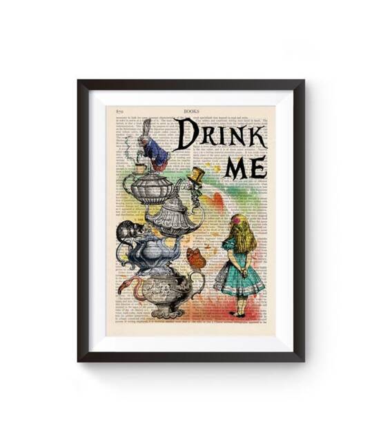 Alice in Wonderland Book Print, Best Friend Gift, Wall Decor, Mad ...