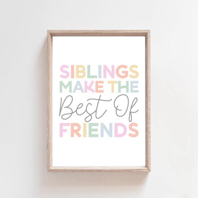 Brother & Sisters Wall Art, Sibling Prints, Rainbow Bedroom Decor ...
