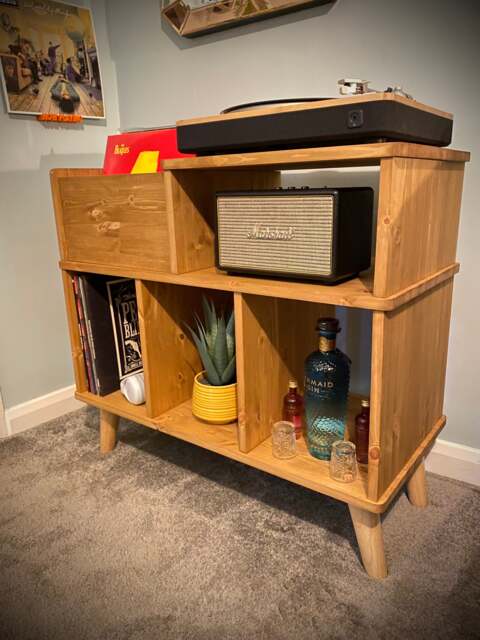 Rounded-Edge Record Player Stand/Vinyl Record Lp Storage/Turntable ...