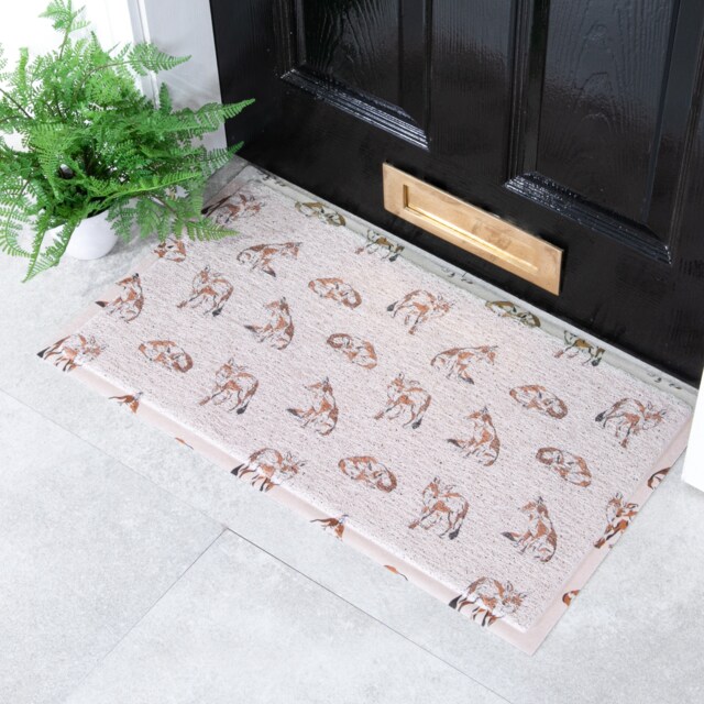 stone Fox Pattern Doormat - Welcome Mat Entryway Cute Front Door Animal ...