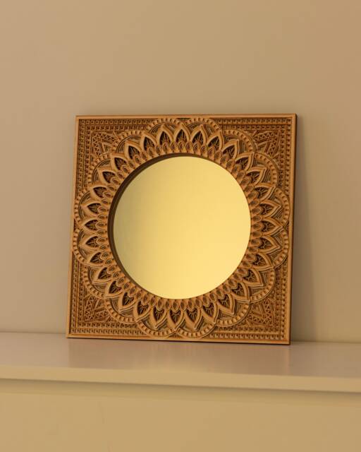 Mirror Wall Art Mandala Decoration, Geometric Wood Design, Spiritual ...