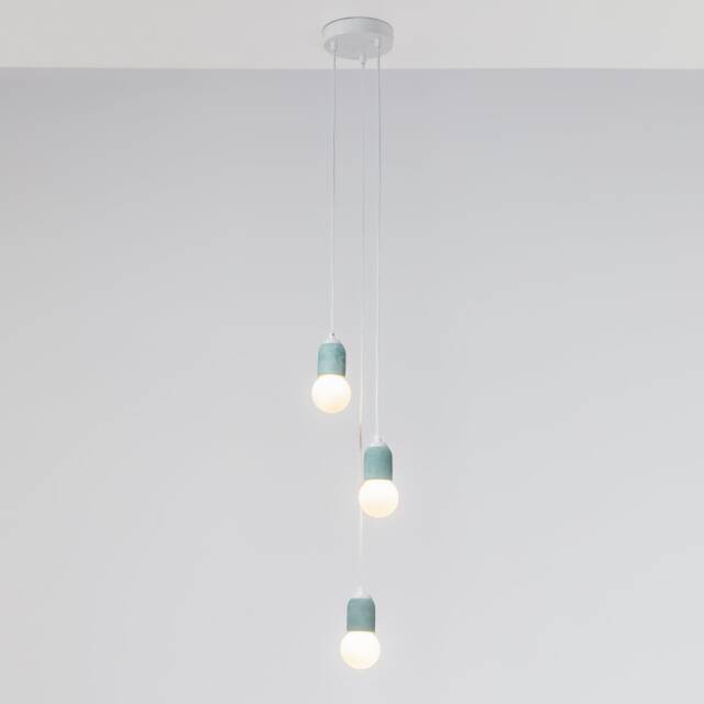 Three Headed Ceiling Pendant Lamp, Concrete Light, Raw Lamp Set, Stone ...
