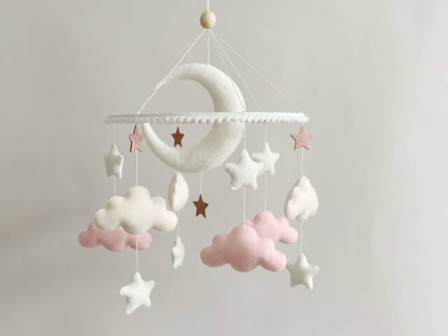 Starry Night Baby Mobile Felt Moon & Stars, Neutral Nursery Decor by ...