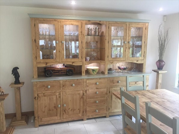 Reclaimed Rough Sawn 4 Door 8 Drawer Display Dresser With Lights ...