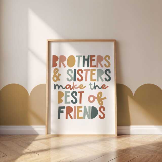 Brothers & Sisters Wall Art Print -Sibling Friendship Quote Poster ...