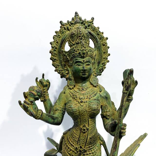 Sarasvati Bronze Statue, Saraswati Figurine, Saraswathi On Swan. Hindu Goddess Of Knowledge ...