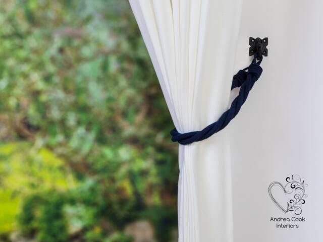 Navy Blue Cord Twisted Tiebacks - Tie Backs, Curtain Tiebacks, Holdback ...