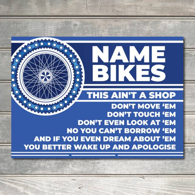 Personalised Bike Rule Bicycle Custom Sign Garage Workshop Gift Wall ...