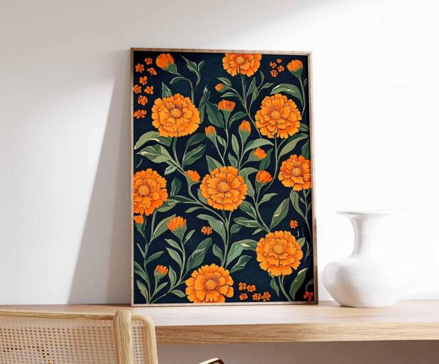 Vintage Mexican Poster, Prints, Decor, Traditional Latin Floral Print ...