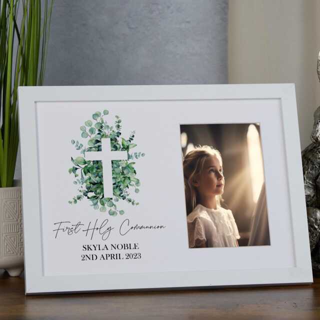 Personalised First Holy Communion White Photo Frame Gift With Cross by ...