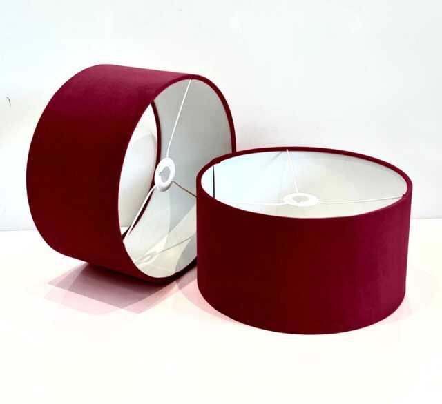 New Handmade Cranberry Red Velvet Drum Lamp Shade Suitable For Tables ...