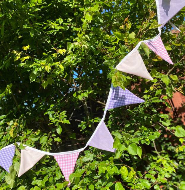 Gingham Fabric Bunting, Vintage Party Garland Baby Shower Girls Room ...