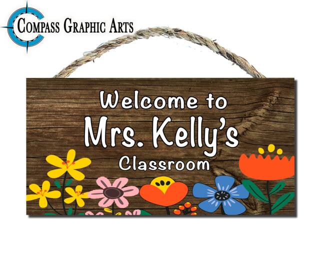 Custom Teacher Sign - Personalized Name - Classroom Wall Hanging - Gift ...