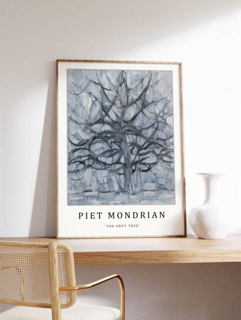 Piet Mondrian Poster, The Grey Tree, Art Print, Bauhaus Abstract Art ...