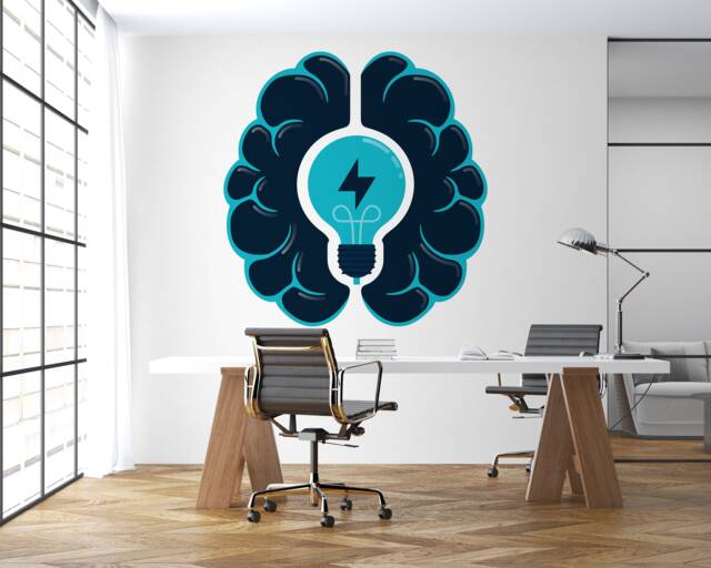 Office Wall Decor Idea Brain Sticker Decal Inspire Quote Motivation Art ...