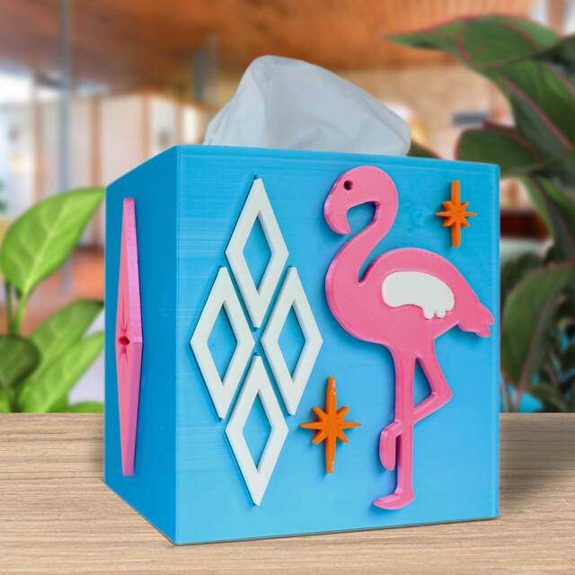 Atomic Flamingo Diamond Starbursts Style Tissue Box Cover Mcm ...