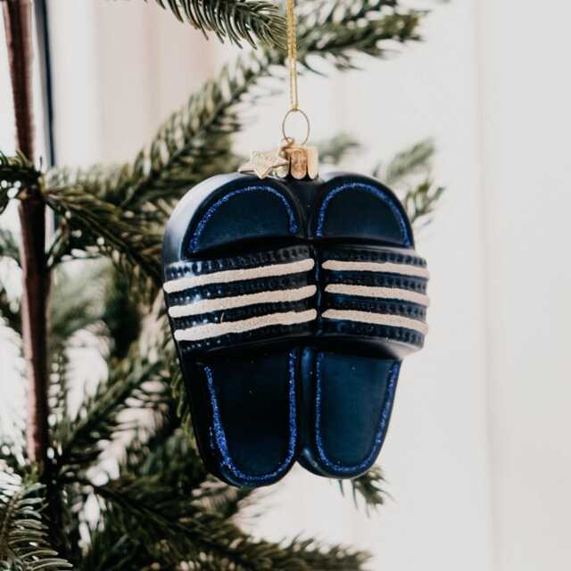 Slider Glitter Glass Christmas Tree Bauble Ornament - Navy Flip-Flop ...