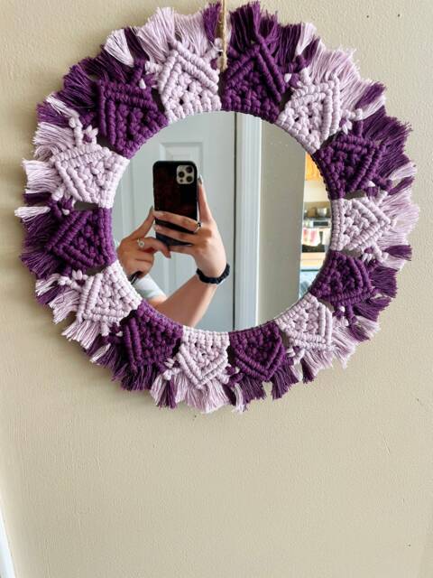 Purple Macrame Mirror -- Handmade Mirrors Home Decor by Etsy | ufurnish.com