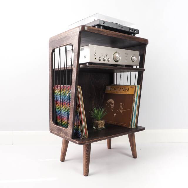 Mid Century Modern Turntable Stand, Wooden Record Player Table, Vinyl ...