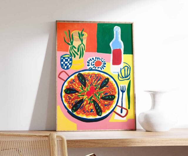 Spanish Food Poster, Pella Dinner Table Print, Kitchen Decor, Poster by ...