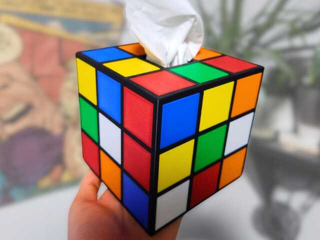 Retro Cube Tissue Box Cover Rubiks Cube Style Inspired By Prop From Big ...