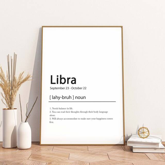 Libra Prints, Minimalist Decor, Zodiac Astrology Wall Art, Gift ...