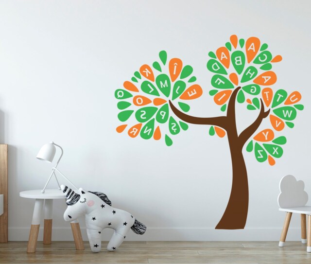 Alphabet Wall Decal, Children Stickers On A Tree Wall Decal, Abc Decals ...