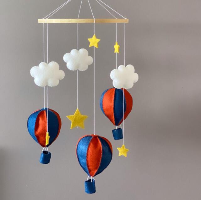 Hot Air Balloon Baby Mobile Navy Blue Nursery Ceiling Hanging Mobile ...