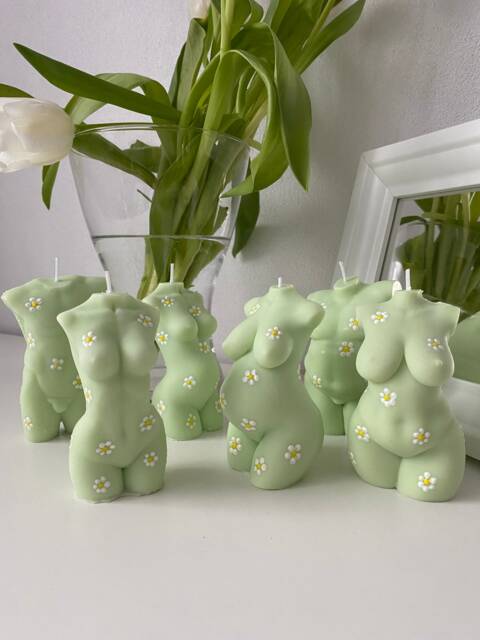 Daisy Body Candle - Woman Torso Skinny, Curvy, Male Hand Painted ...