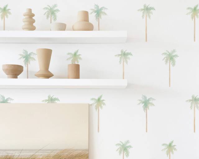Palm Tree Wall Decals - Kids Room Decor, Watercolor Art, Beach Reusable ...