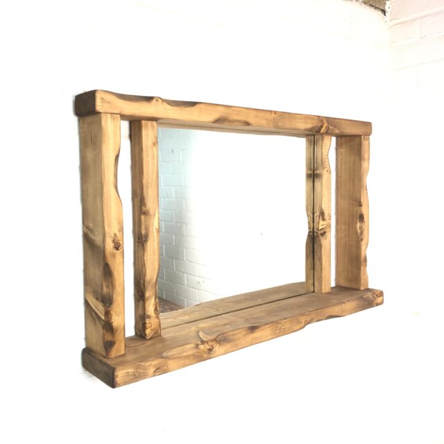 Pillar Mirror Shelf - Extended Bottom Chunky Wood by Etsy | ufurnish.com