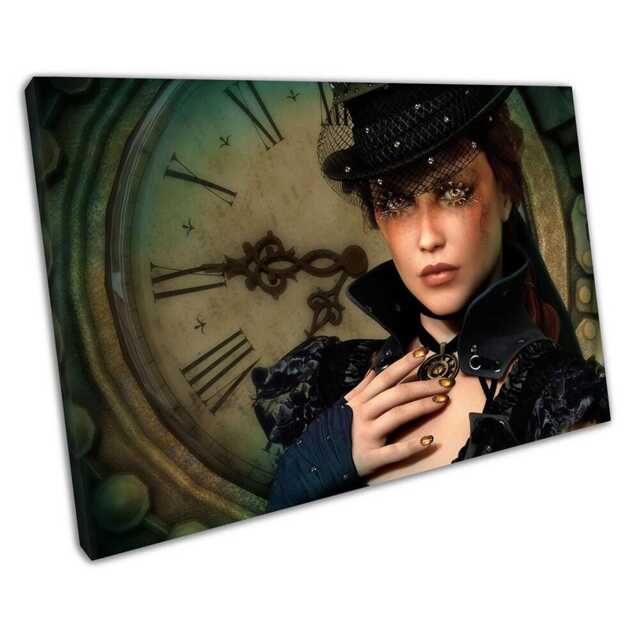 steampunk Lady Time Keeper Canvas Print - Vintage Fantasy Wall Art For ...