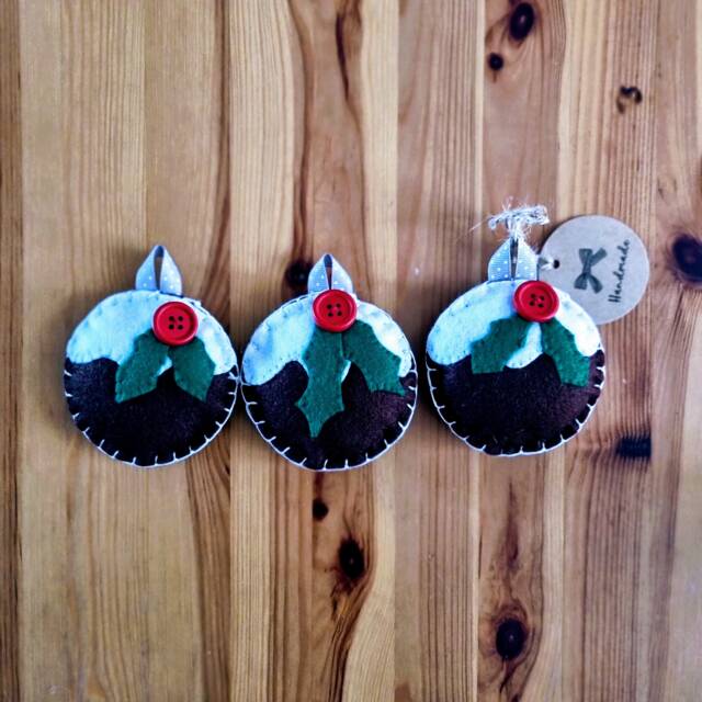 Handmade Felt Christmas Pudding Ornaments - Set Of 3 by Etsy | ufurnish.com