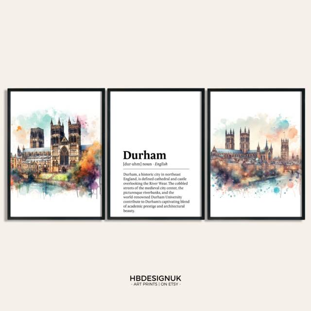 Durham Print Set - Of 3 Watercolour Posters - Travel Prints Poster ...