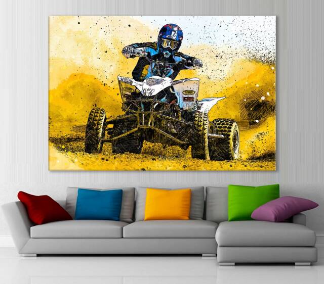 Atv Quad Bike Canvas Print, Race Artwork, Motorcycle Poster, Wall Decor ...