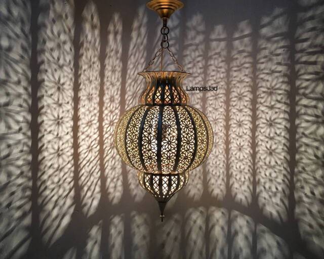 Modern Handmade Moroccan Lampshade, Ceiling Pendant Light, Copper Brass ...