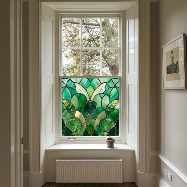 Art Deco Window Film, Privacy Decorative Patterned Coloured Stained ...