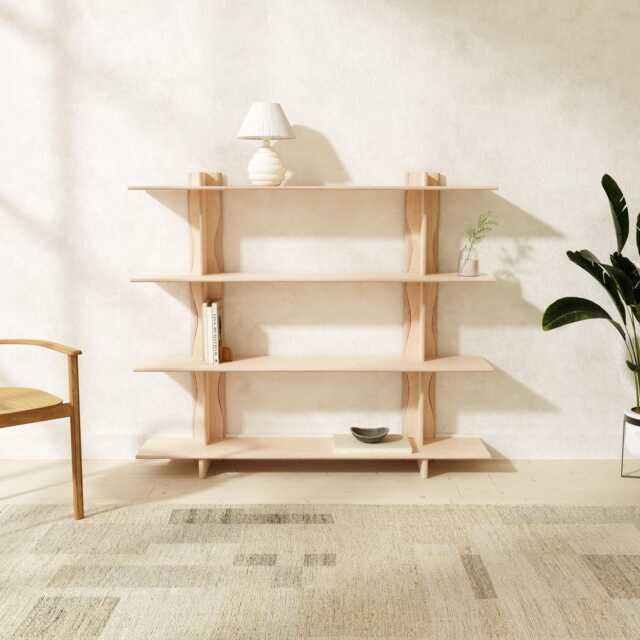 Handmade Birch Plywood Wave Bookcase Modern Scandinavian Shelving Unit ...