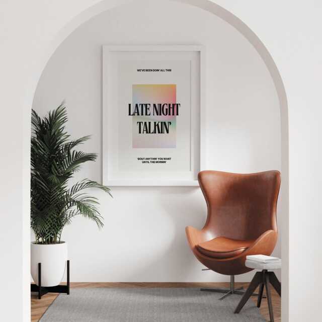 Late Night Talkin' - Multicolour Poster Lyric-Inspired Wall Art, Music ...