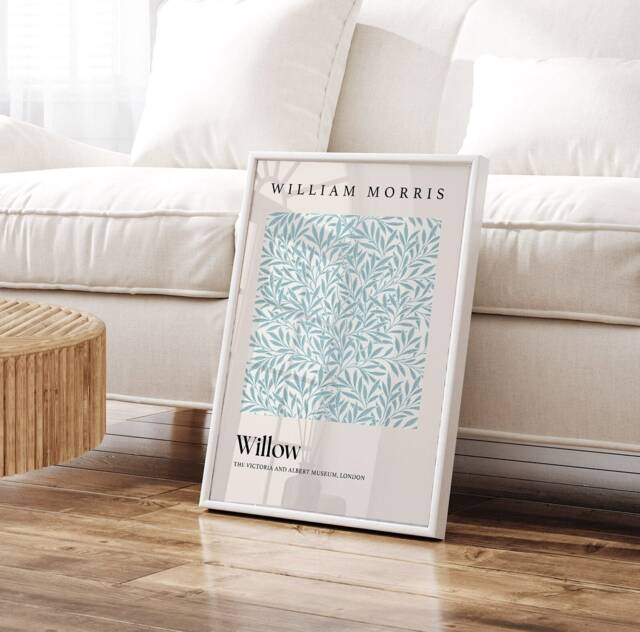 William Morris Willow Print, Blue Wall Art, Teal Decor, Vintage Art Neutral Botanical Exhibition ...