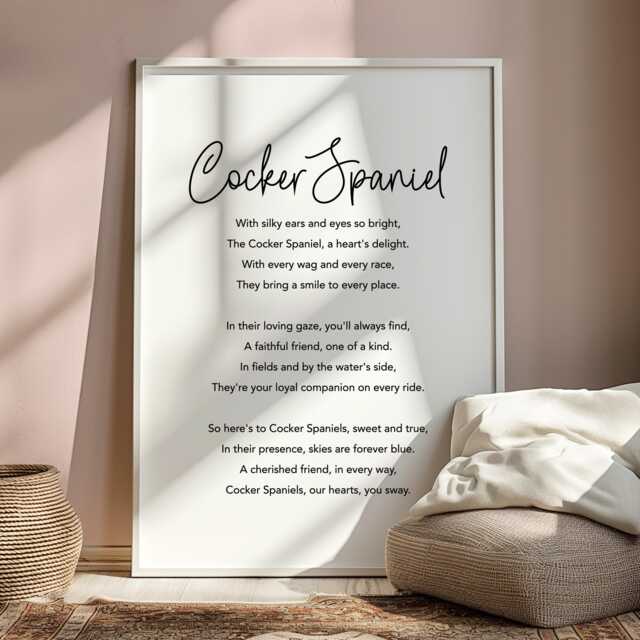 Cocker Spaniel Poem Print, Poster, Home Decor, Wall Art, Gifts ...