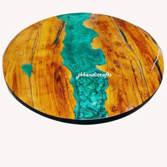 Epoxy Resin River Table, Round Wood , Fashion Ocean Wave Beach Resin ...