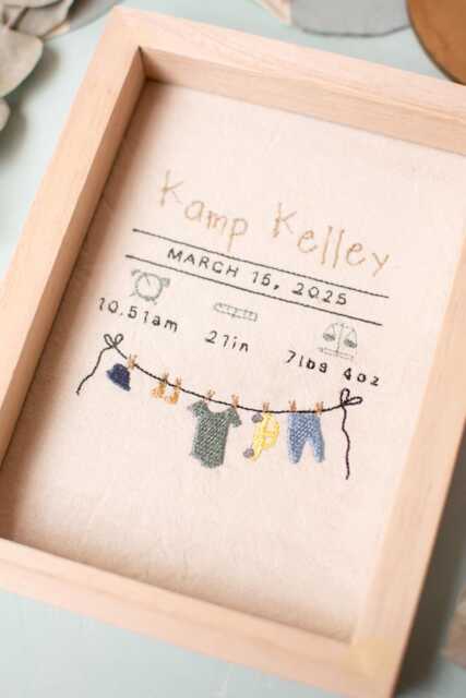 Baby Announcement Sign With Birth Stats - Newborn Gift Embroidery Frame ...