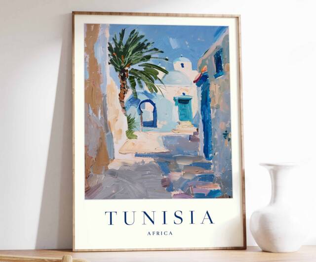 Tunisia Poster, Travel Print, Islamic Wall Art, Decor, Tropical ...